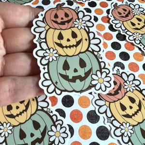 Pumpkin Stack. Retro Halloween Groovy Sticker - Etsy