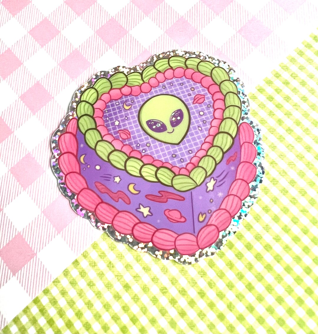 Alien Cake Holographic Glitter Vinyl Sticker. - Etsy