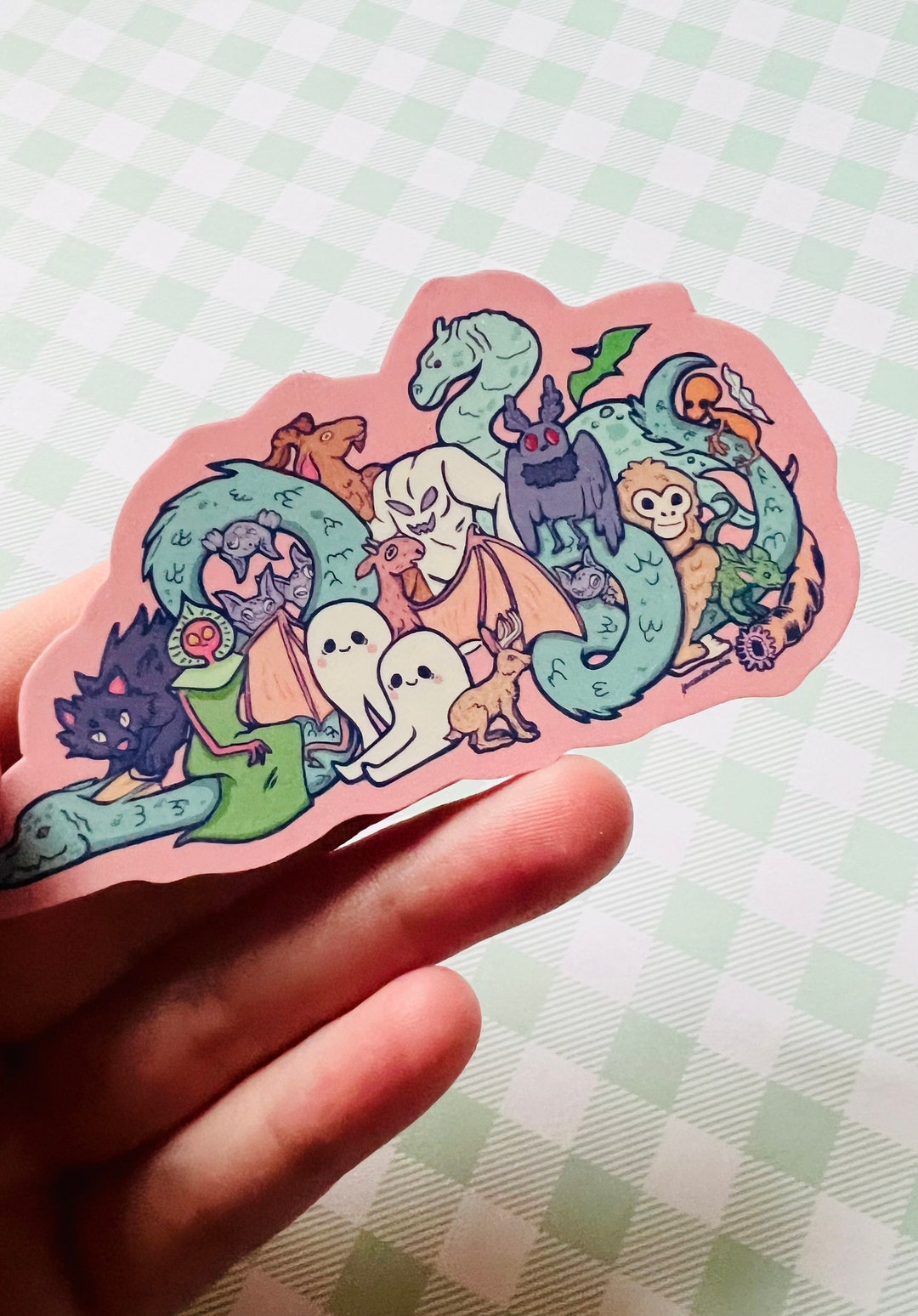 Cryptids Sticker. Pastel Monster, Flatwoods, Bigfoot, Mothman, Goblin ...