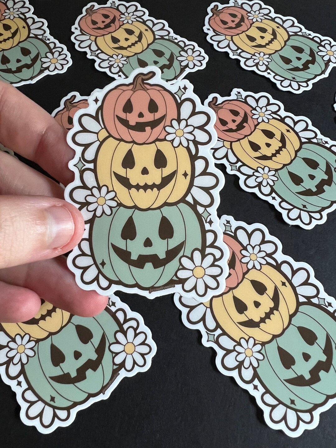 Pumpkin Stack. Retro Halloween Groovy Sticker - Etsy
