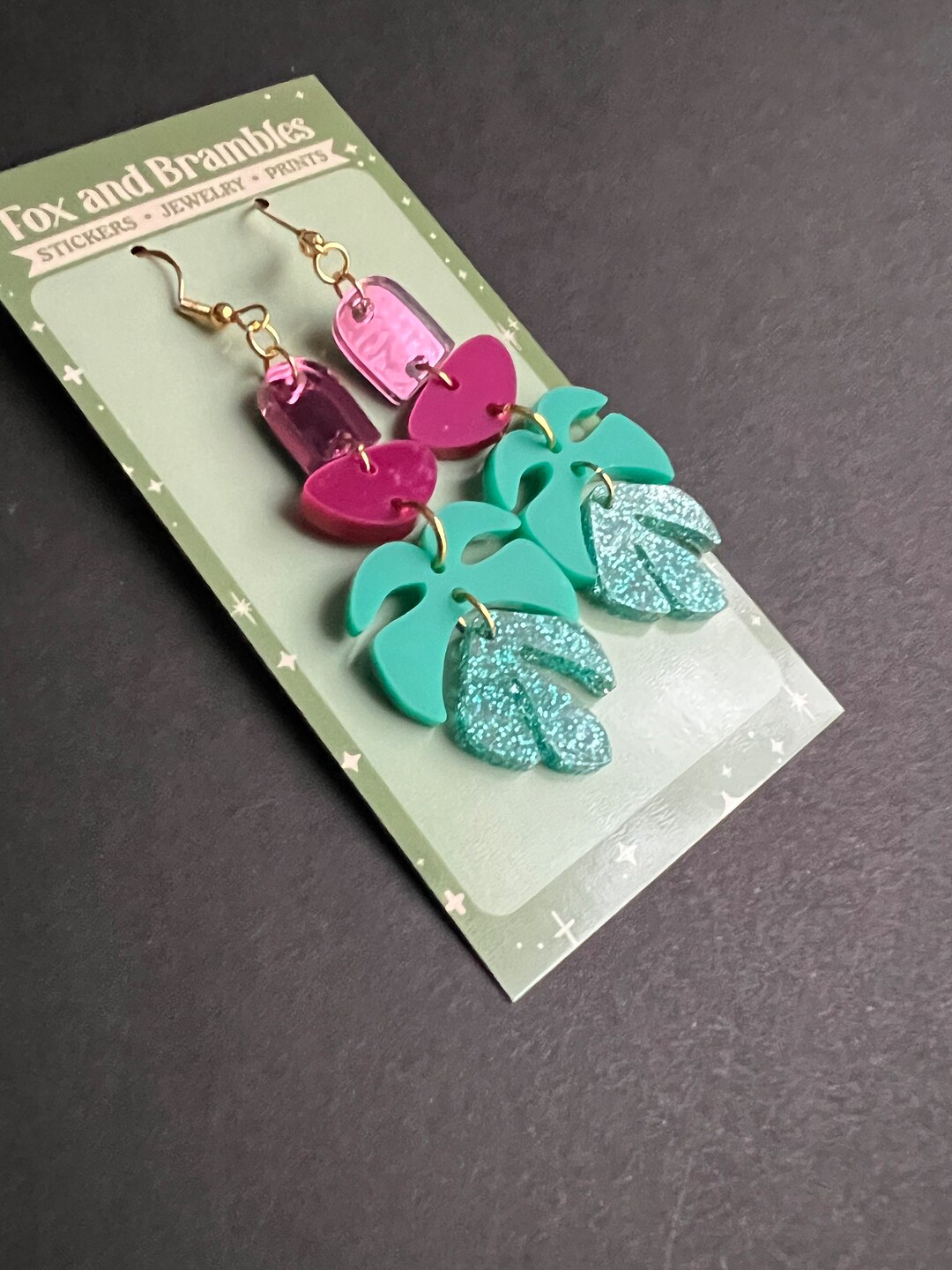 Vaporwave 80s Aethetic Post Dangle Earrings. Retro Synthwave. Monstera ...