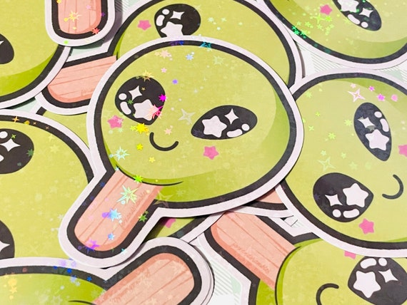 Alien Holographic Ice Cream Vinyl Sticker. - Etsy