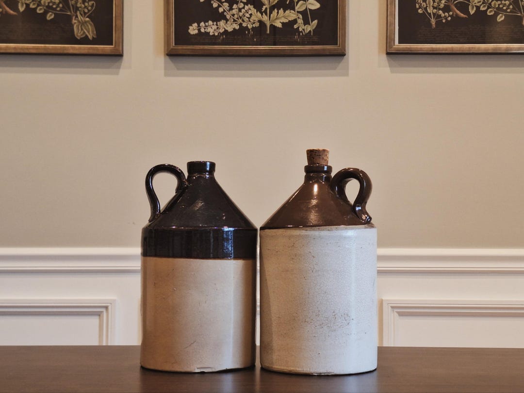 Antique Stoneware Jugs Set: Rustic Farmhouse Decor - Etsy