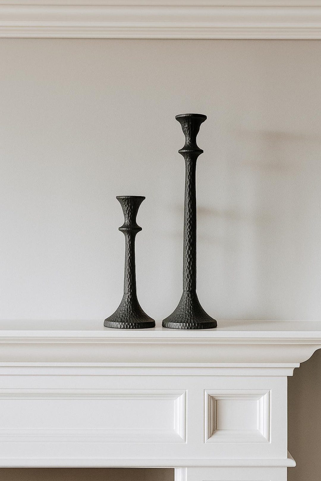 Set of 2 Black Candlesticks | Black Candlesticks | Mantle Decor ...