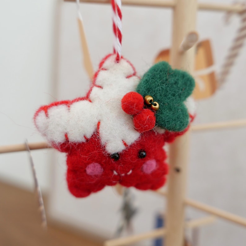 Felt Star Ornaments – Handmade Wool Christmas Decorations, Red and ...