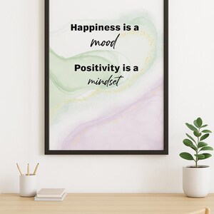 Happiness & Positivity Quote Poster – Daily Motivation - Self Care Gift ...