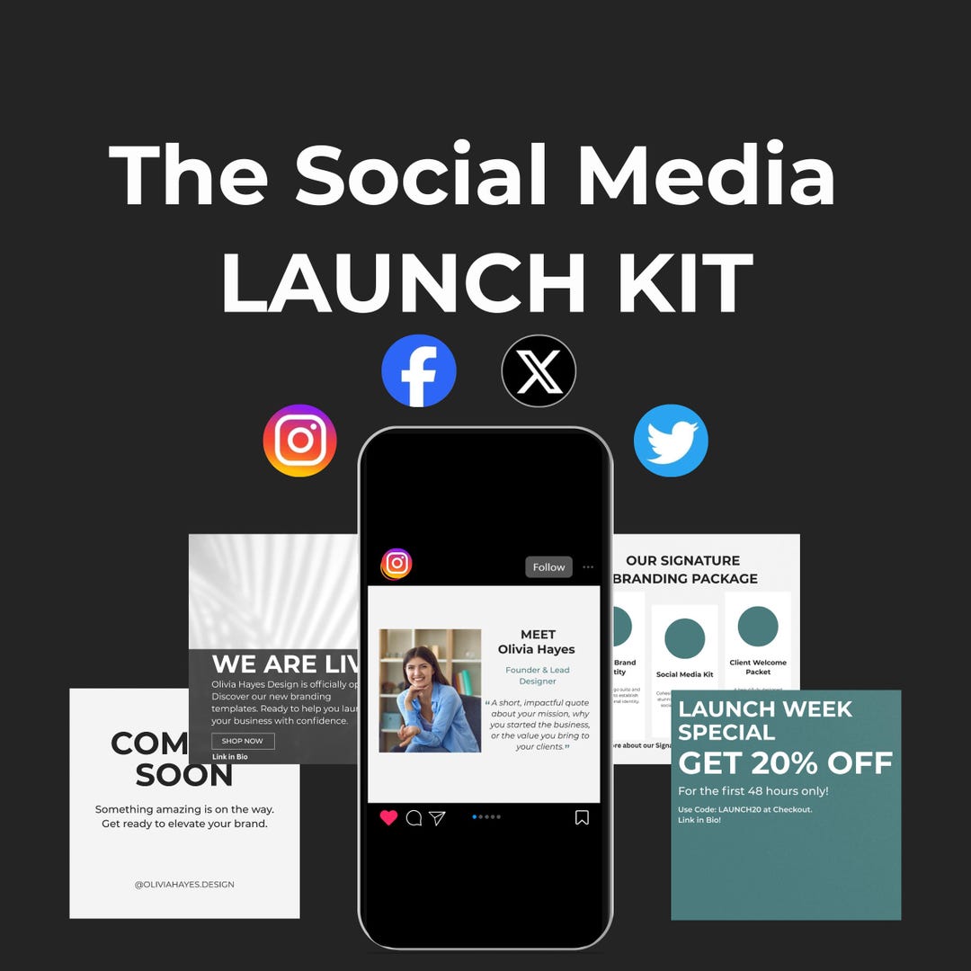 Instagram Launch Kit, Editable Social Media Templates Canva (digital ...