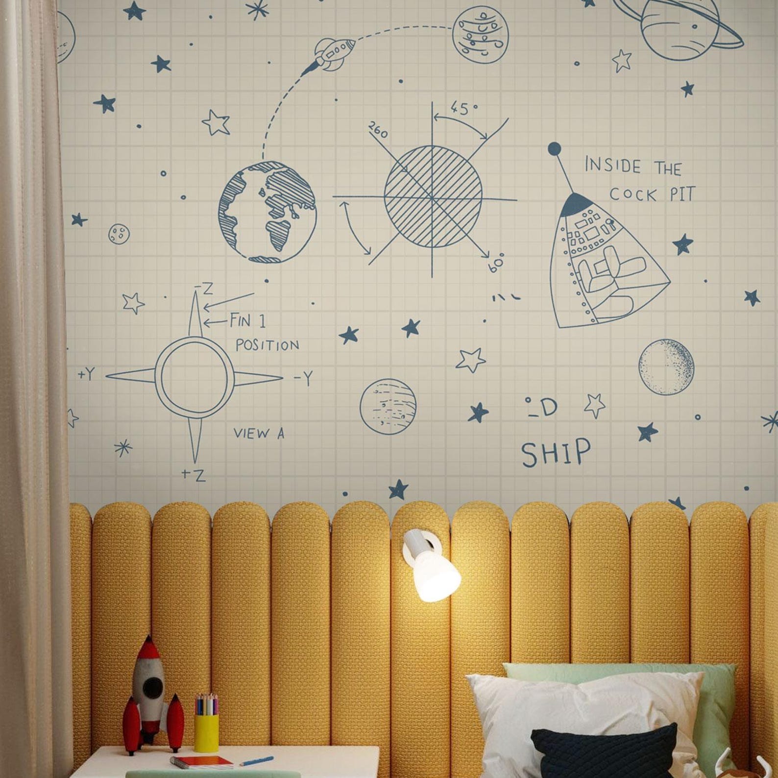Rocket Ship Wall Mural – Kids Space Adventure & STEM Learning Wallpaper ...