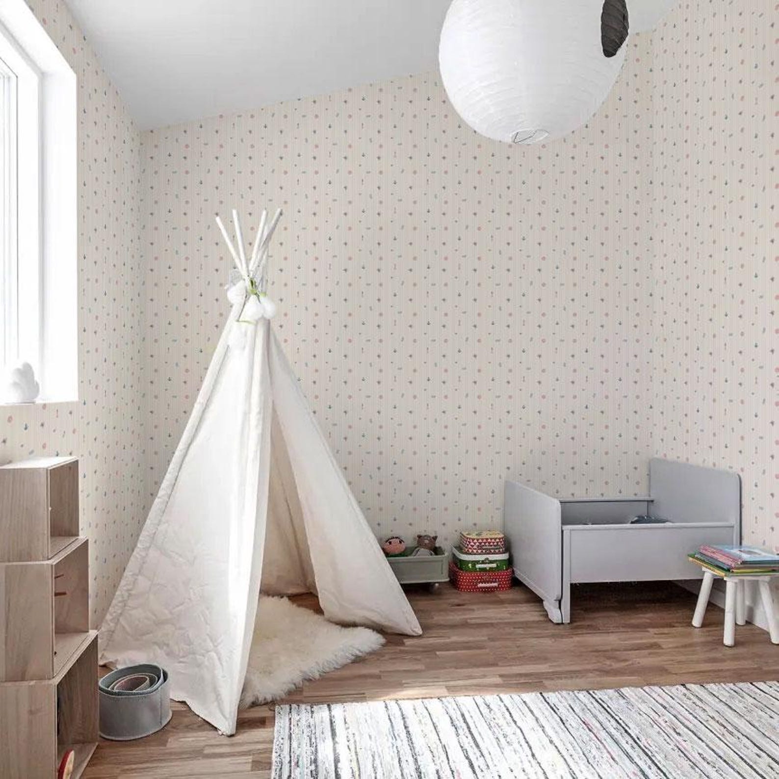 Vintage Pinstripe Wallpaper for Nursery – Soft Nautical Wall Mural With ...