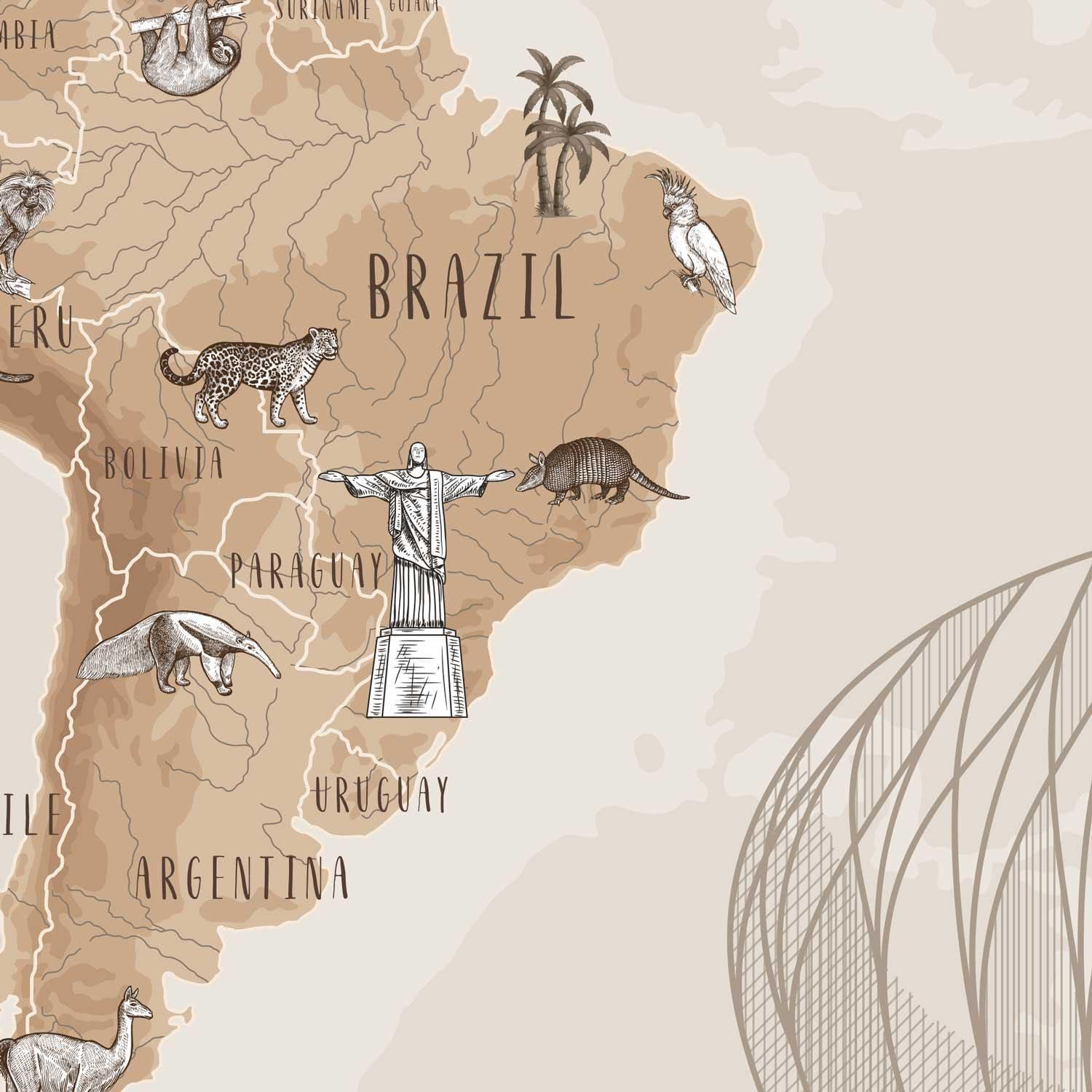 Educational World Map Wallpaper: Kids' Room Animal Atlas Mural - Etsy
