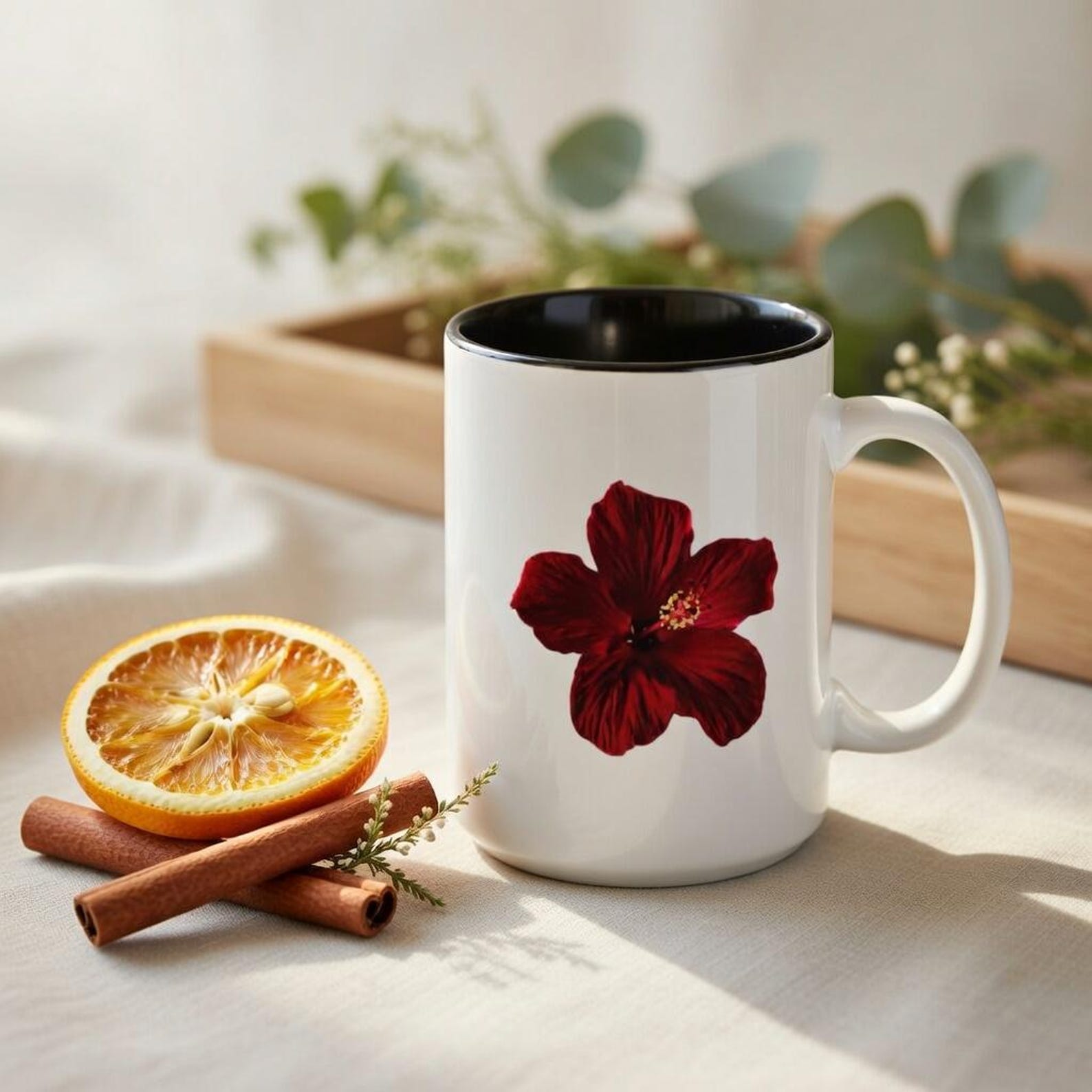 Red Hibiscus Flower Ceramic Mug, Botanical Floral Coffee Cup (15 Oz) - Etsy