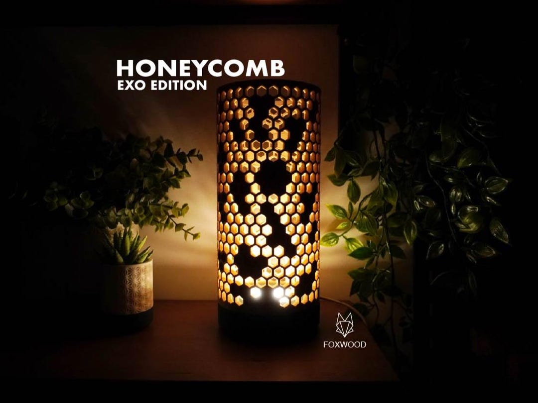 3D Printed Honeycomb LED Lamp: Modern Hexagonal Ambient Light - Etsy