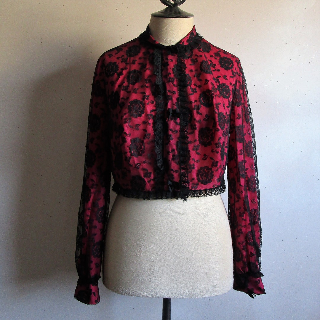 Black Lace Goth Crop Jacket 1970s Triumph Vintage Fuchsia - Etsy