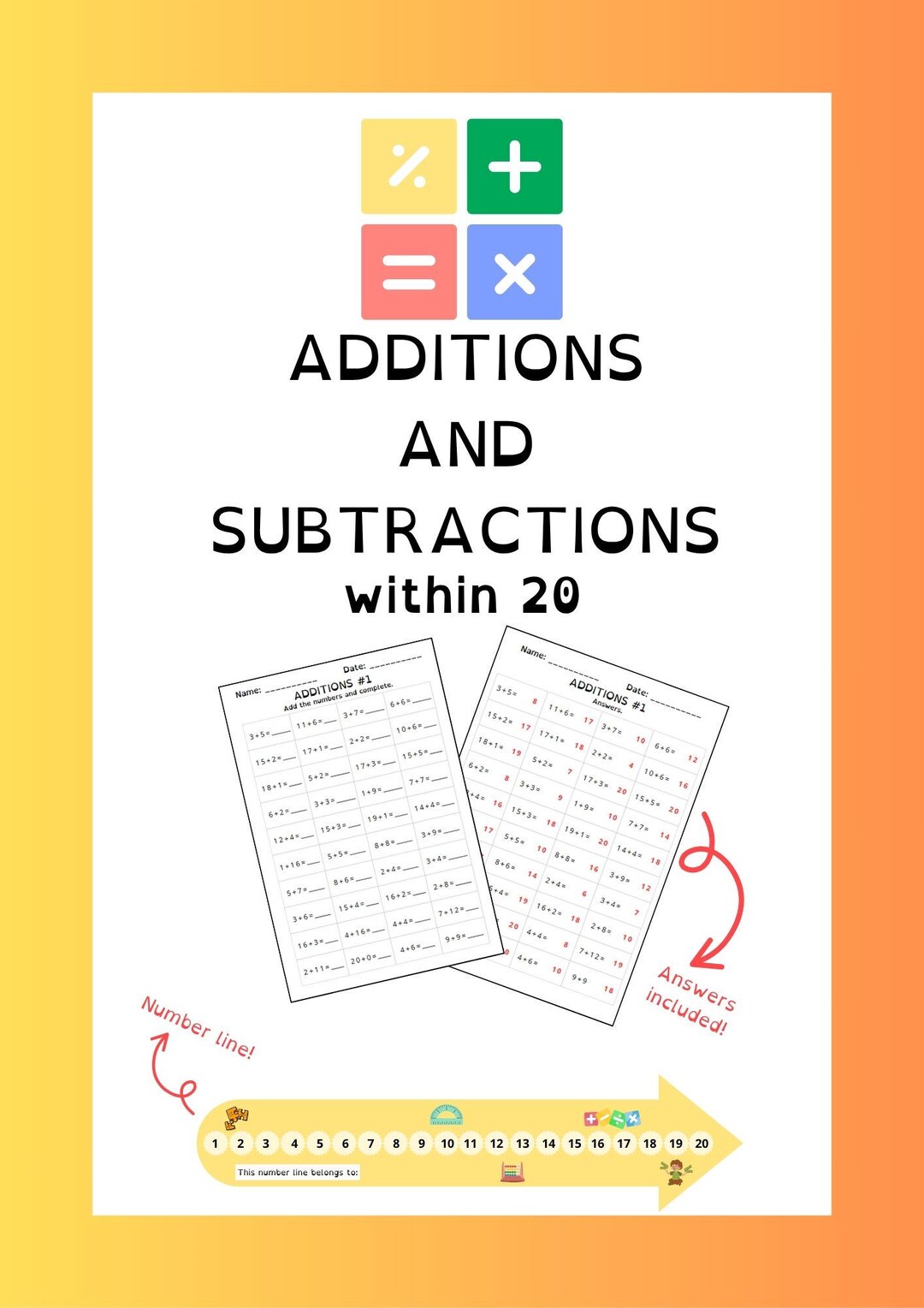 Practice Addition & Subtraction – Printable Worksheets for Kids (ages 5 ...