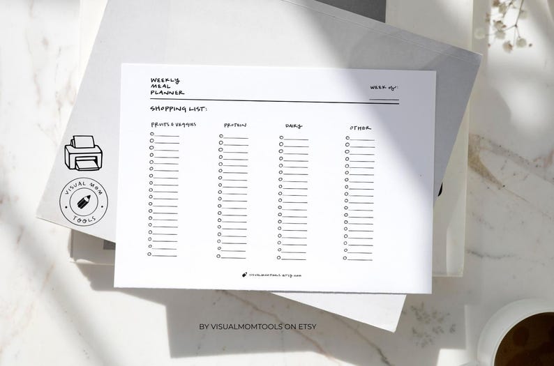 Printable Horizontal Weekly Meal Planner, 7 Day Menu Planner, Meal Prep ...