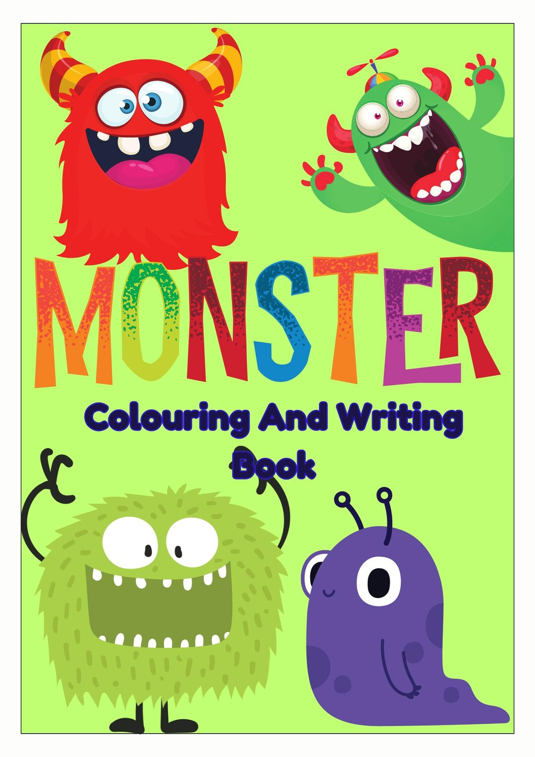 Monster Coloring & Writing Book for Kids - Printable Activity Book (PDF ...