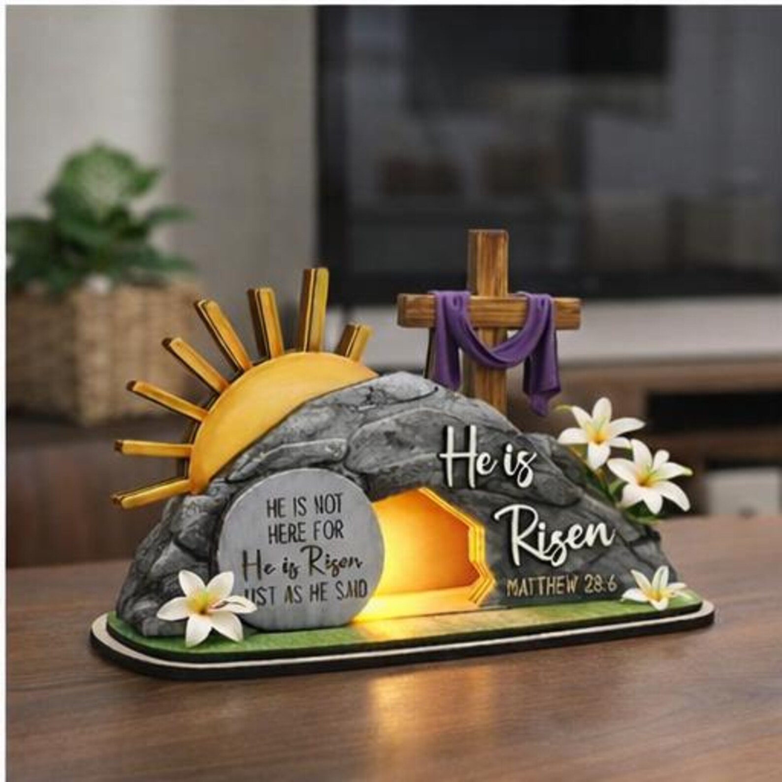 He is Risen Wooden Table Block – Easter Resurrection Home Decor, Empty ...
