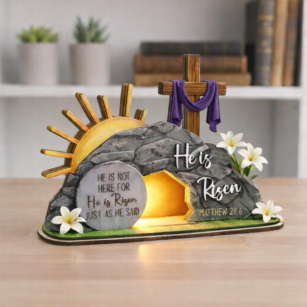 He is Risen Wooden Table Block – Easter Resurrection Home Decor, Empty ...
