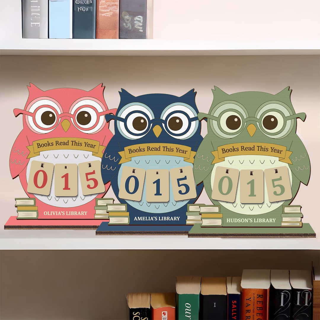 Vintage Owl Reading Tracker, Personalized Book Tracker, Book Lover Gift ...