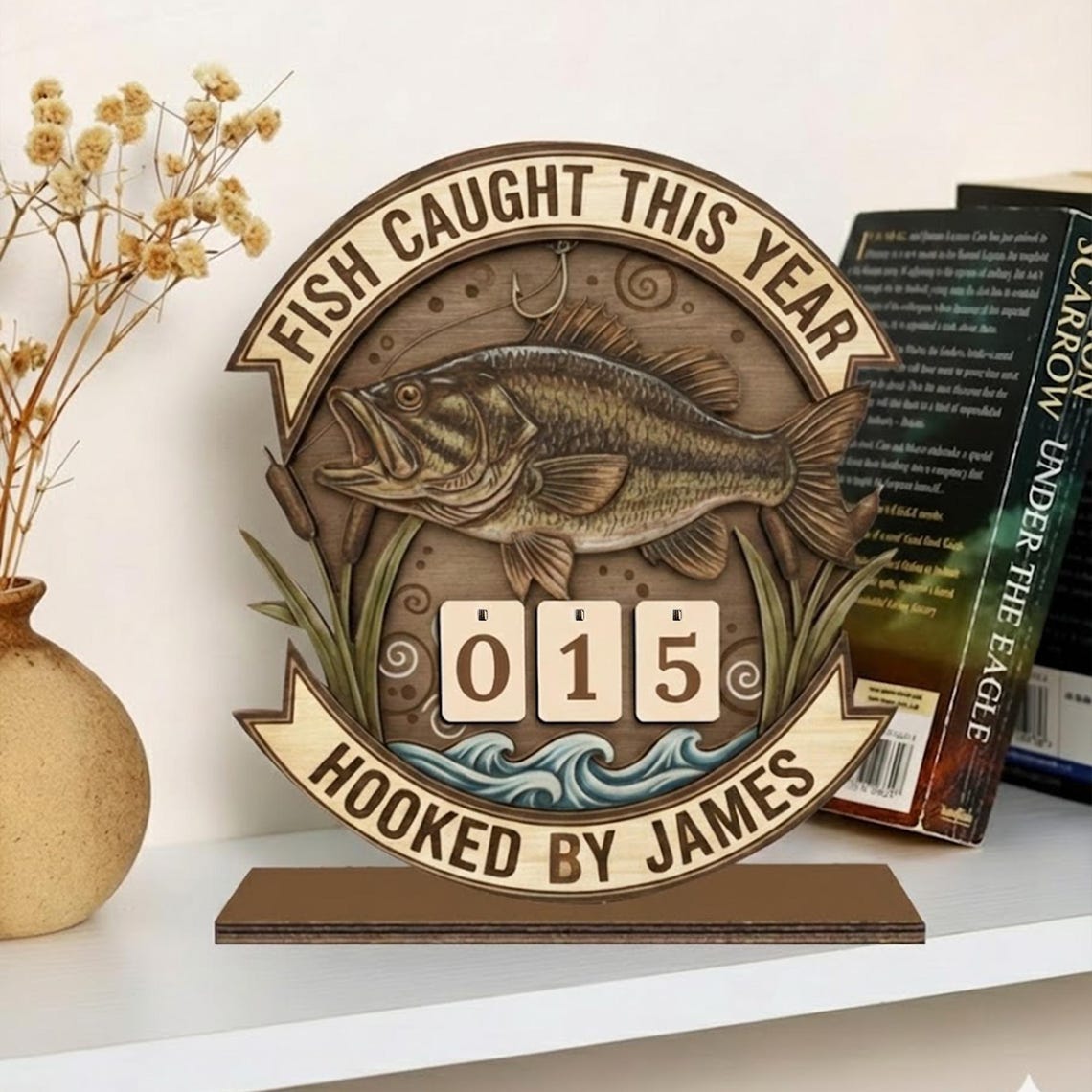 Vintage Fisher Tracker Sign, Personalized Fisher Tracker, Fish Caught ...