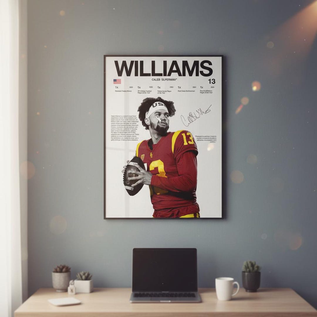 Caleb Williams Football Poster, Sports Fan Wall Art (digital Download ...