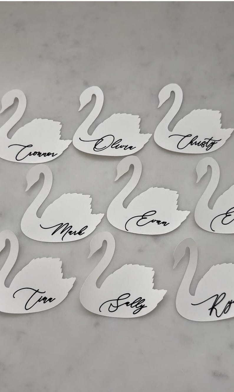 Calligraphy Swan Place Cards: Elegant Wedding & Party Decor - Etsy