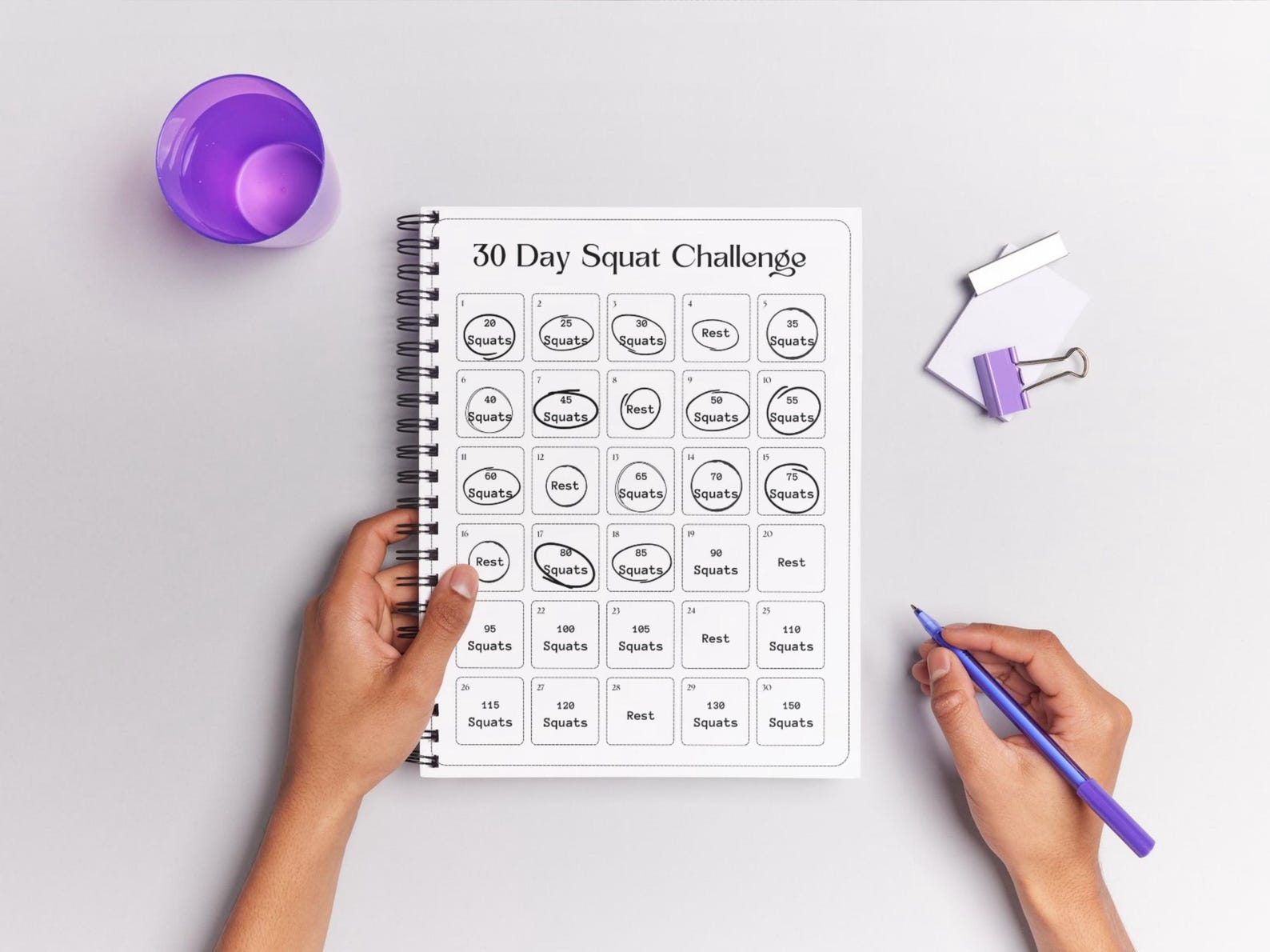 30 Day Squat Challenge Template | Printable Fitness Planner | Workout ...