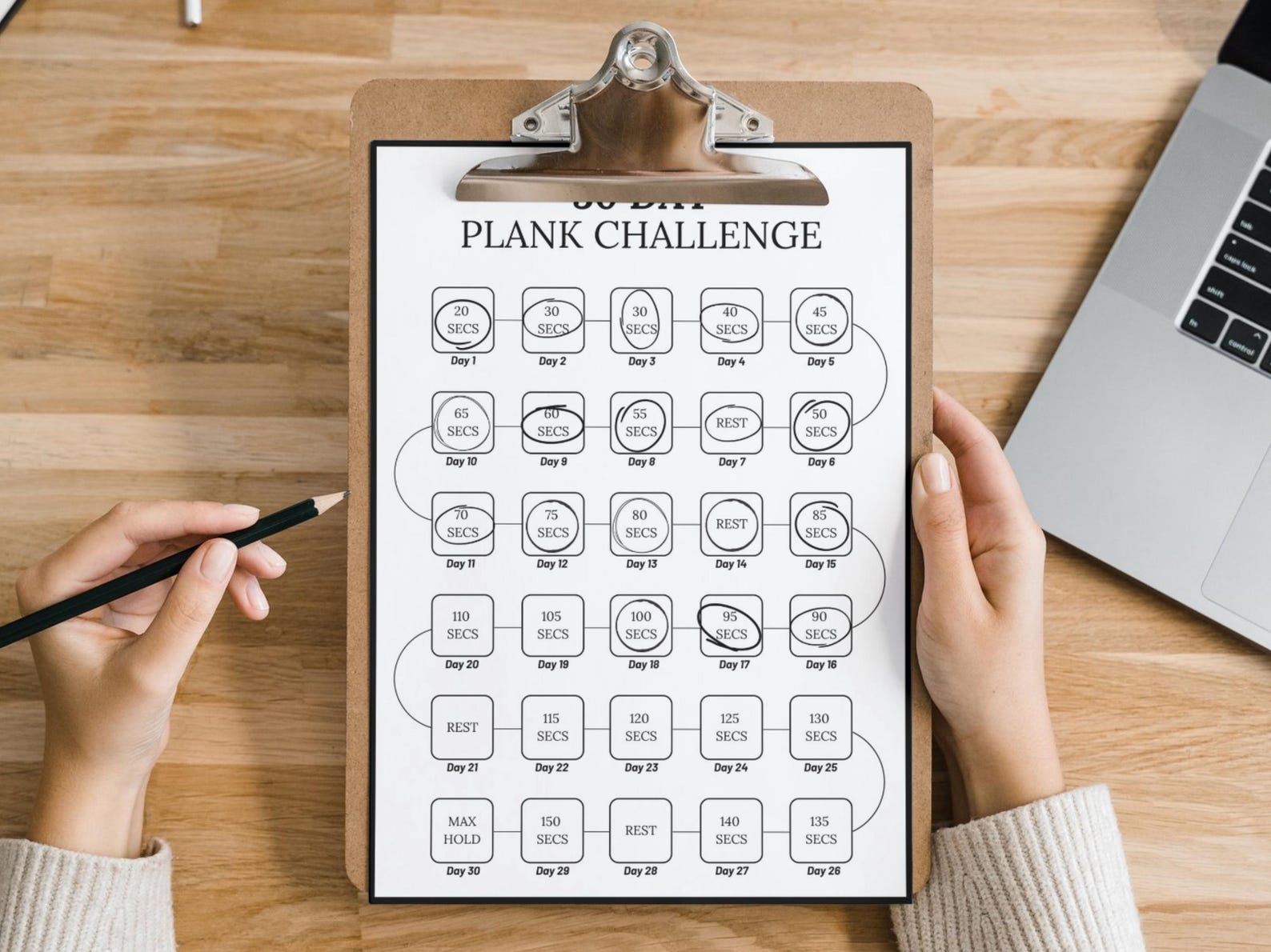 30 Day Plank Challenge Printable | Core Workout Tracker | Fitness ...
