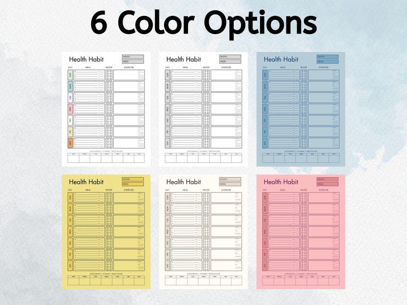Printable Health Habit Tracker | Weekly Wellness Planner | Nutrition ...