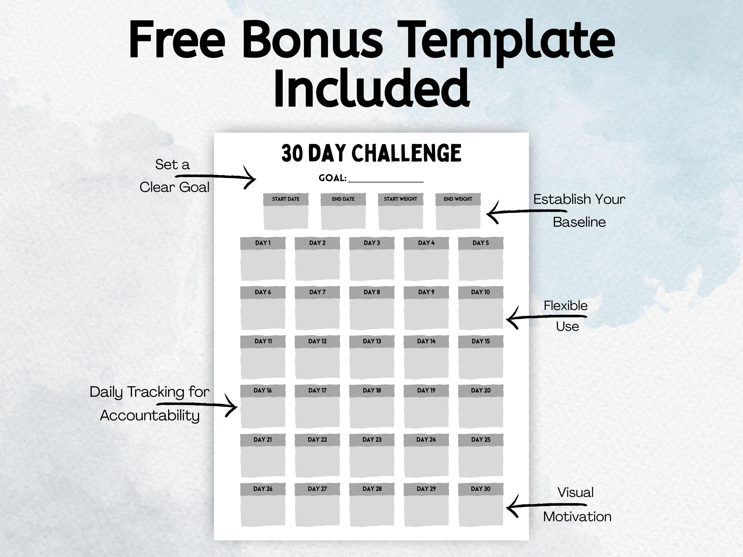 30 Day Jump Rope Challenge Template | Printable Fitness Planner ...