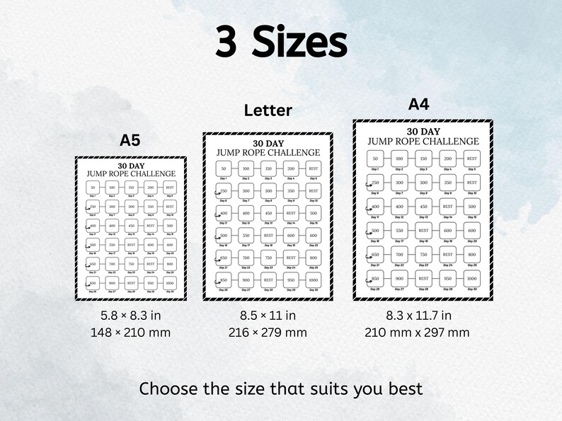 30 Day Jump Rope Challenge Template | Printable Fitness Planner ...