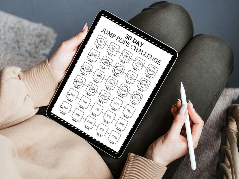30 Day Jump Rope Challenge Template | Printable Fitness Planner ...