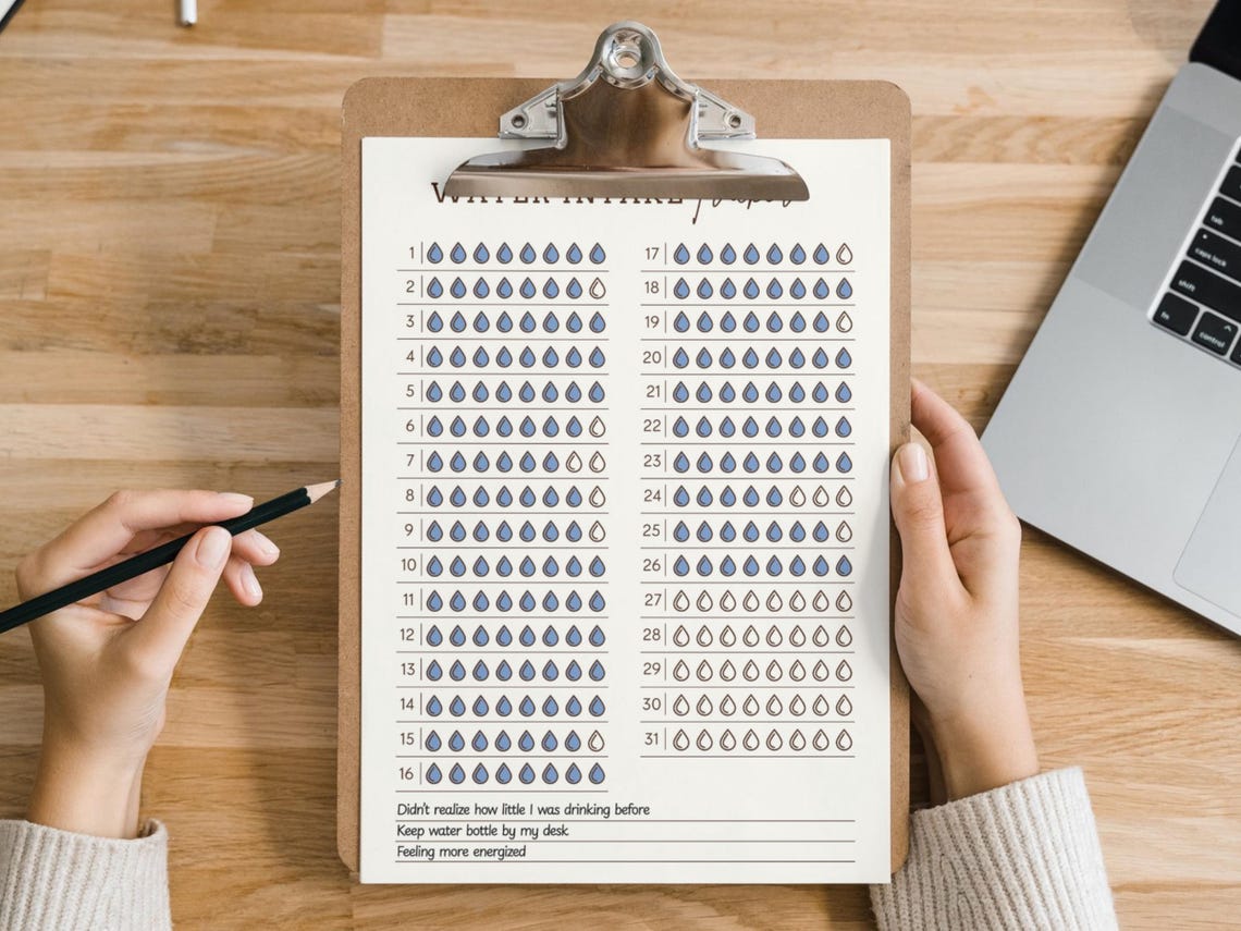Water Intake Tracker Printable | Daily Hydration Log | 31-day Water ...