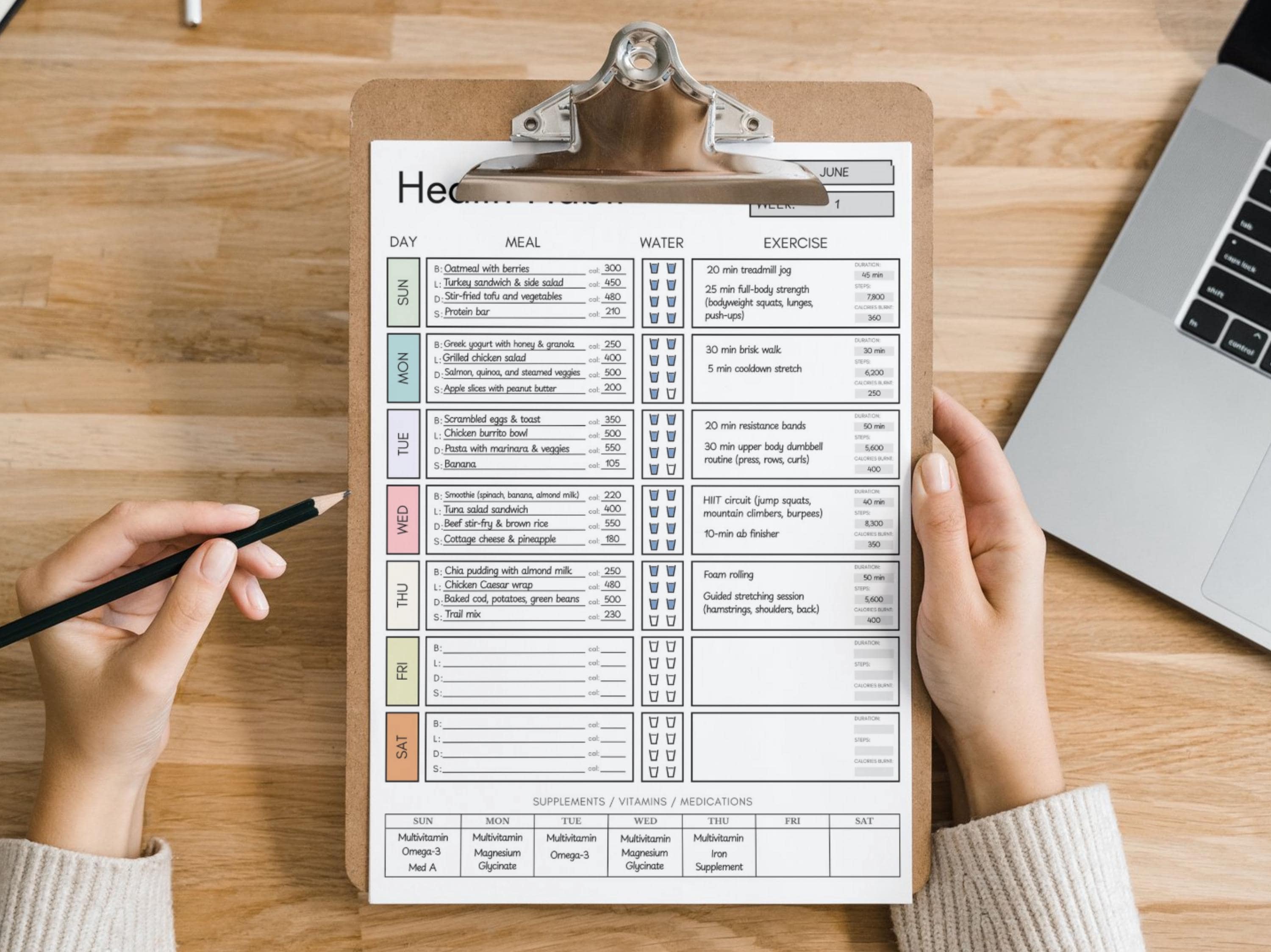 Printable Health Habit Tracker | Weekly Wellness Planner | Nutrition ...