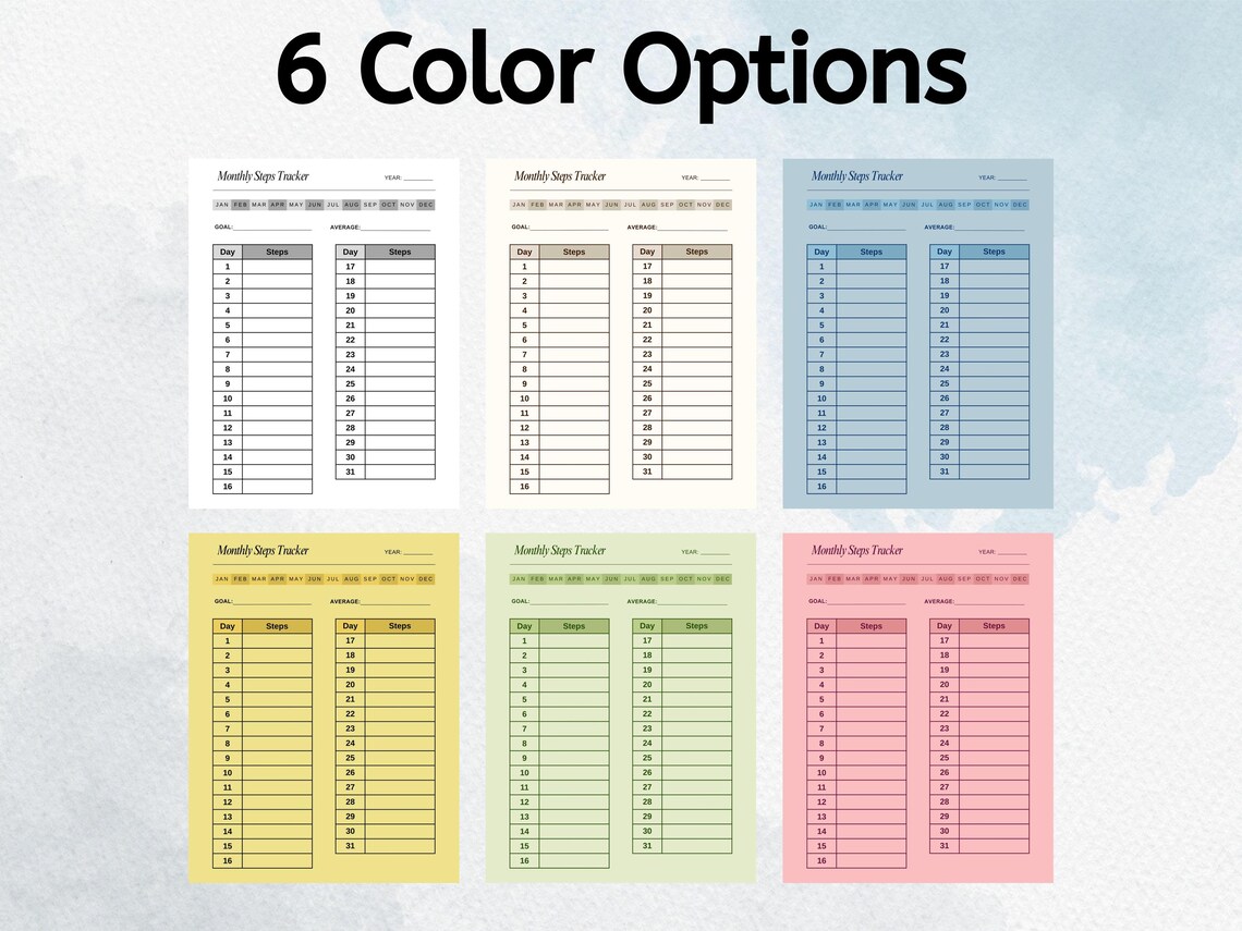 Printable Monthly Steps Tracker Template | Daily Steps Log | Walking ...