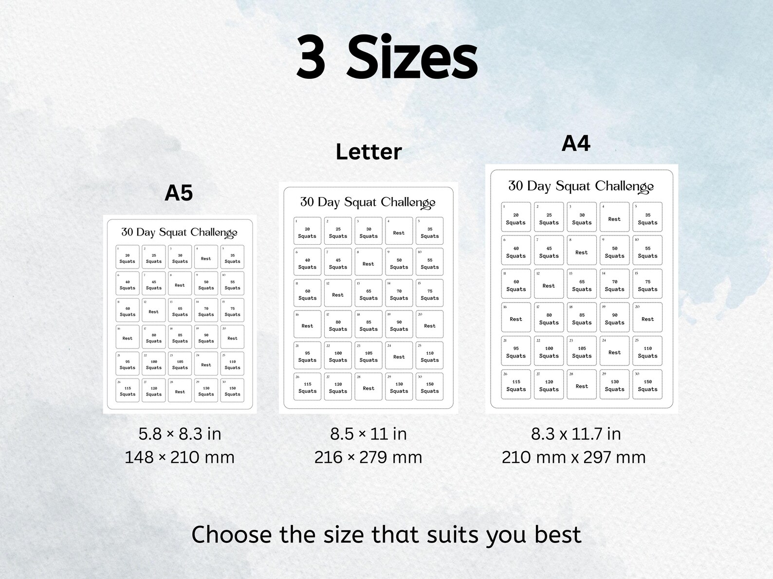 30 Day Squat Challenge Template | Printable Fitness Planner | Workout ...