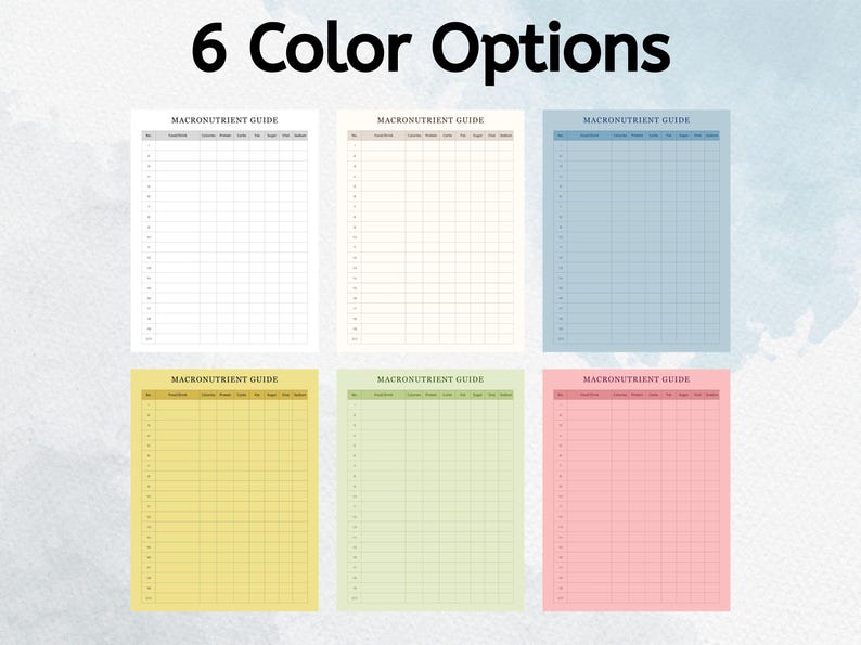 Printable Macronutrient Guide Template | Food Journal Log | Nutrition ...