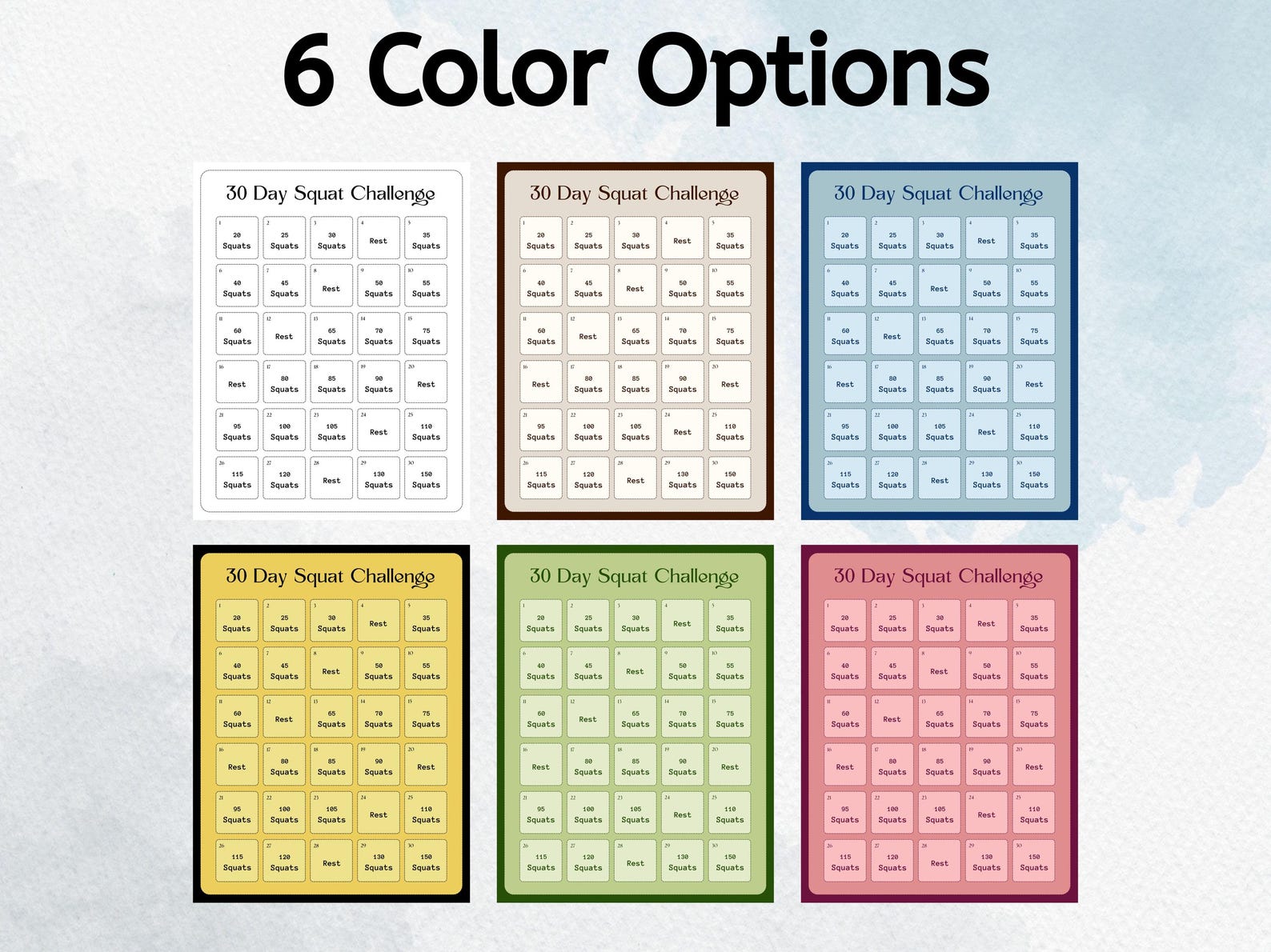 30 Day Squat Challenge Template | Printable Fitness Planner | Workout ...