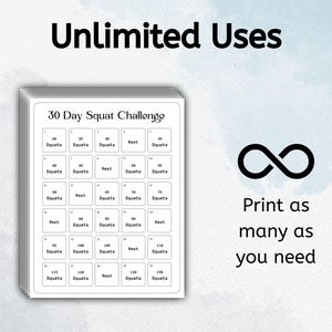 30 Day Squat Challenge Template | Printable Fitness Planner | Workout ...