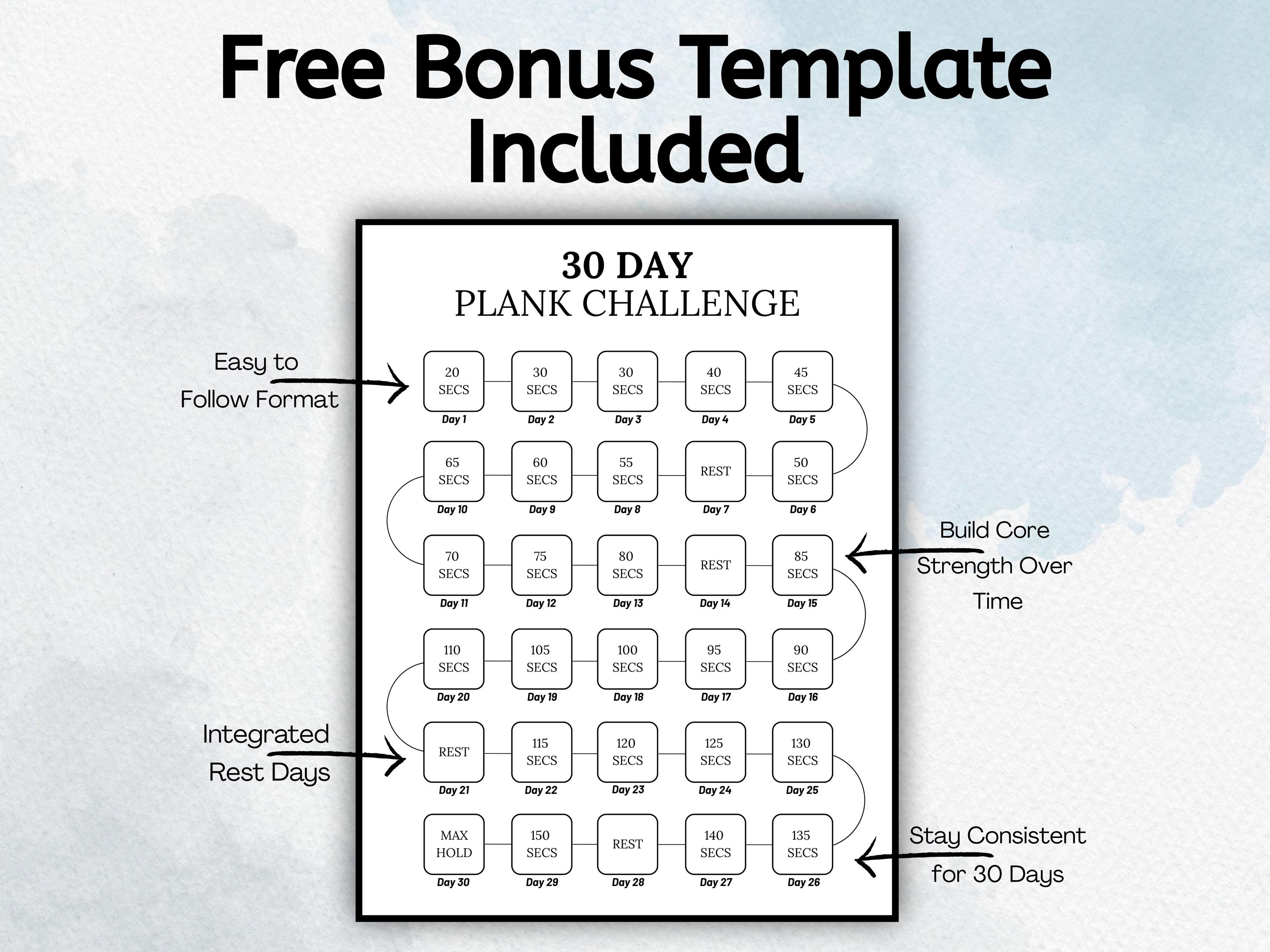 30 Day Pushup Challenge Tracker | Printable Fitness Planner Template ...