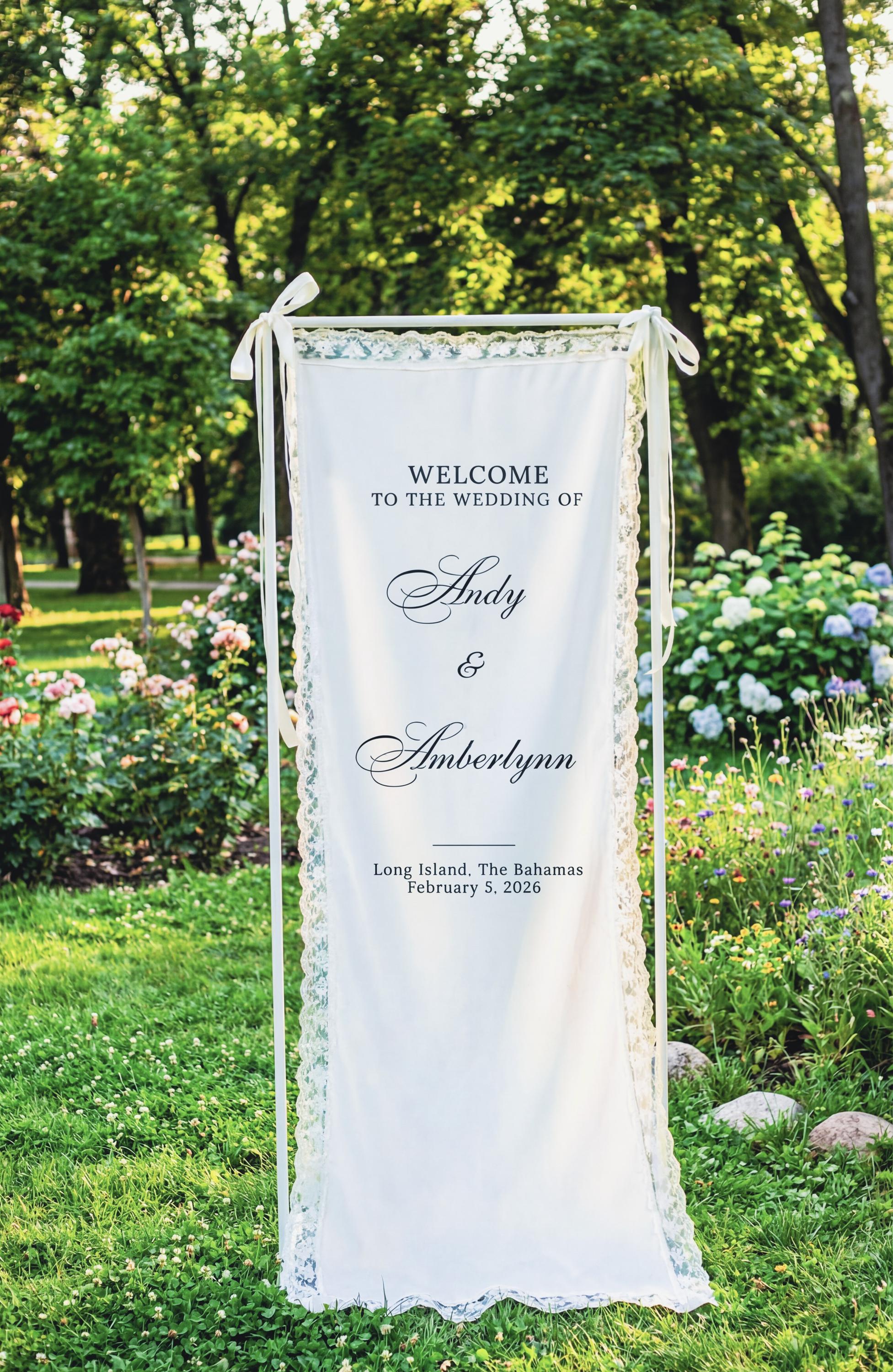 Custom Wedding Welcome Banner, Personalized Lace Fabric Sign - Etsy