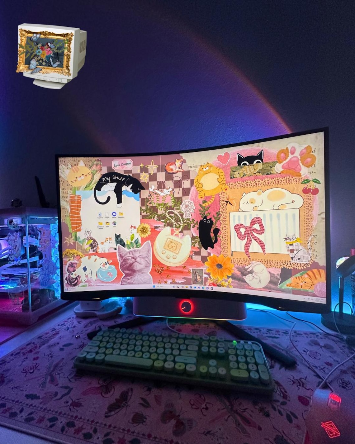 Cute Cat Collage Desktop Wallpaper | Cozy Cottagecore Kitty Aesthetic ...