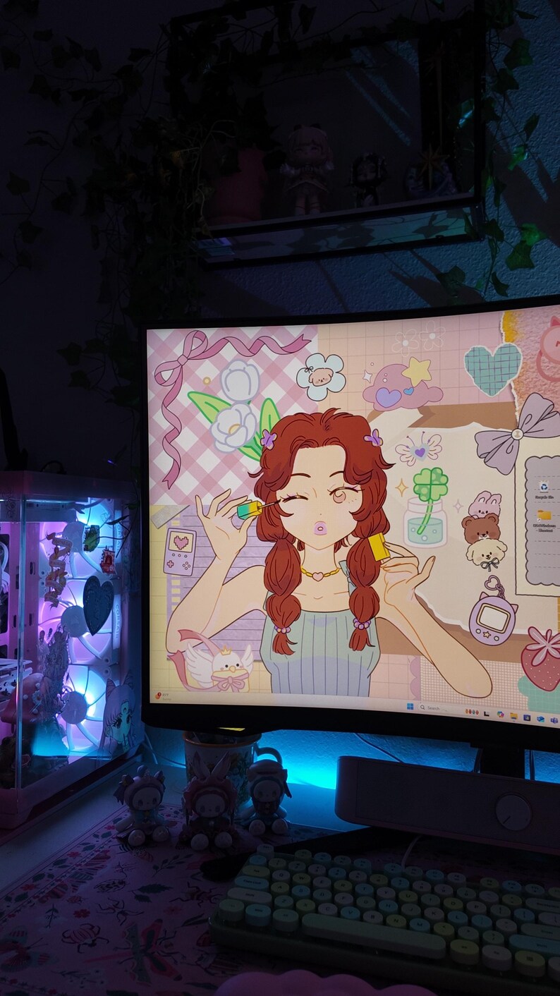 Kawaii Desktop Wallpaper | Cute Pastel Organizer Background | Digital ...