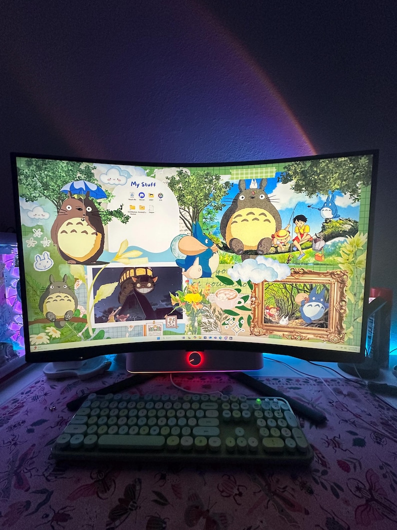 Totoro Desktop Wallpaper: Studio Ghibli Cottagecore Collage (digital ...