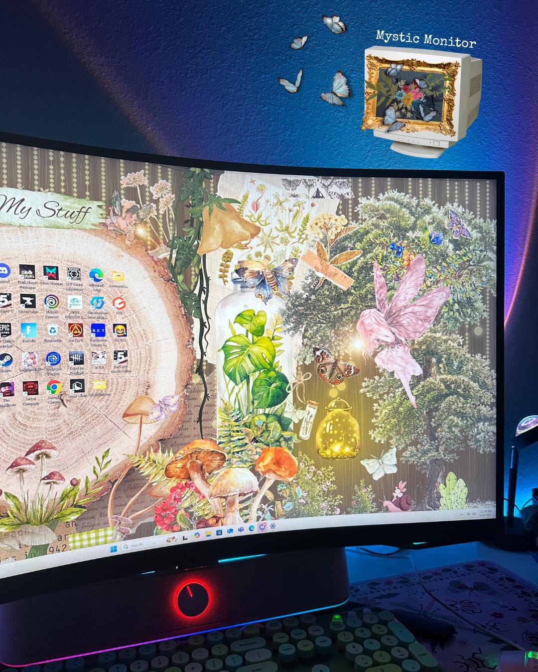 Fairycore Desktop Wallpaper: Whimsical Forest, Mushrooms & Fairies ...