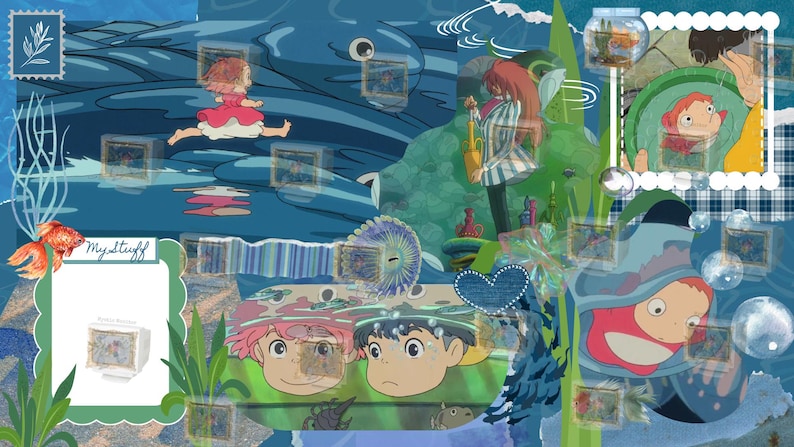 Ponyo Desktop Organizer Wallpaper: Studio Ghibli Anime Background ...