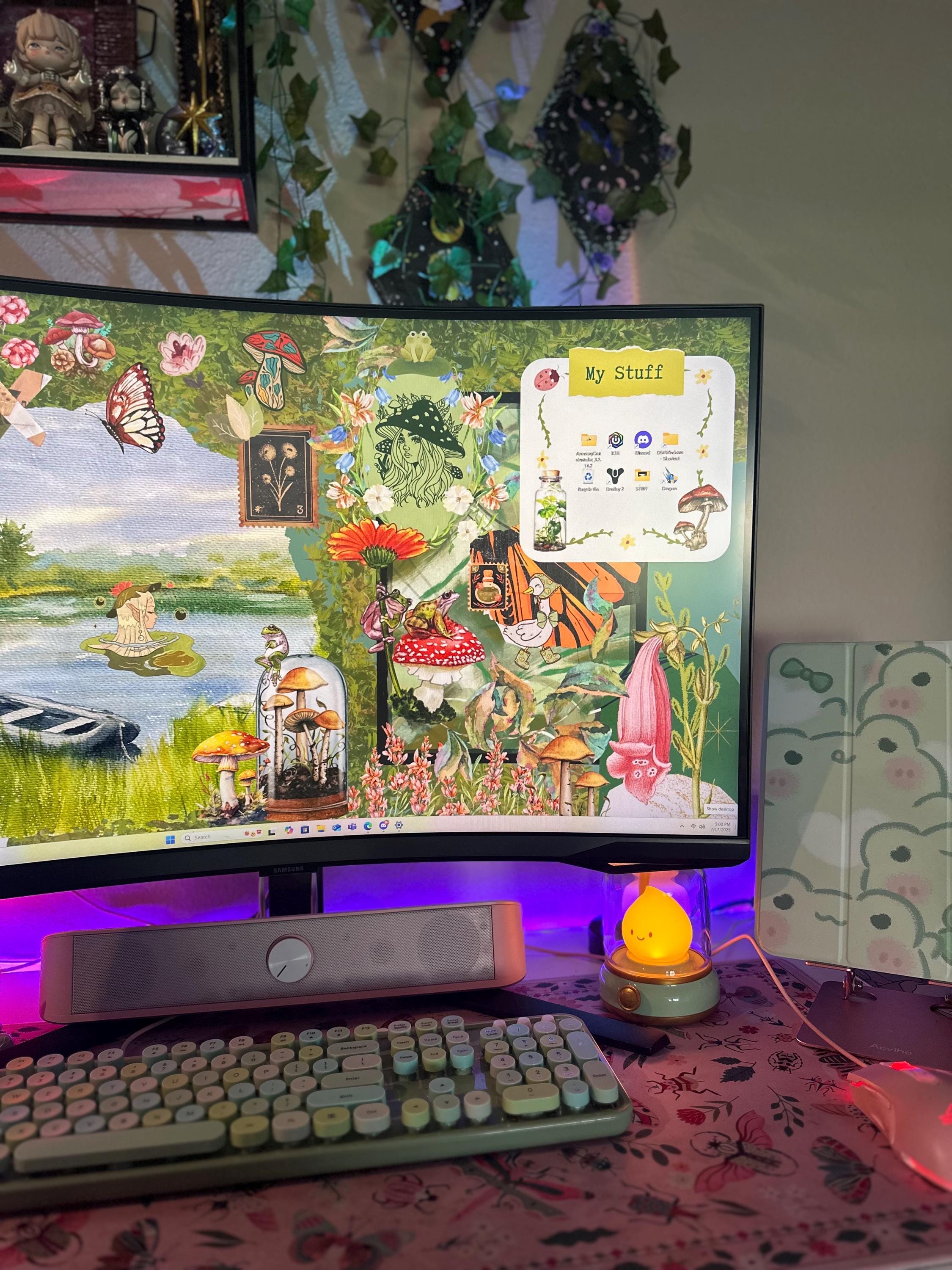 Fairycore Desktop Wallpaper: Whimsical Forest, Mushrooms & Fairies (PNG ...