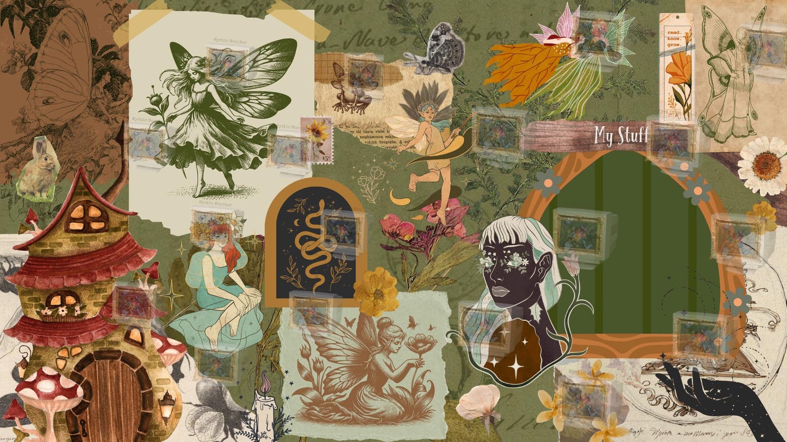 Fairycore Cottagecore Desktop Wallpaper | Digital Fairy Collage ...