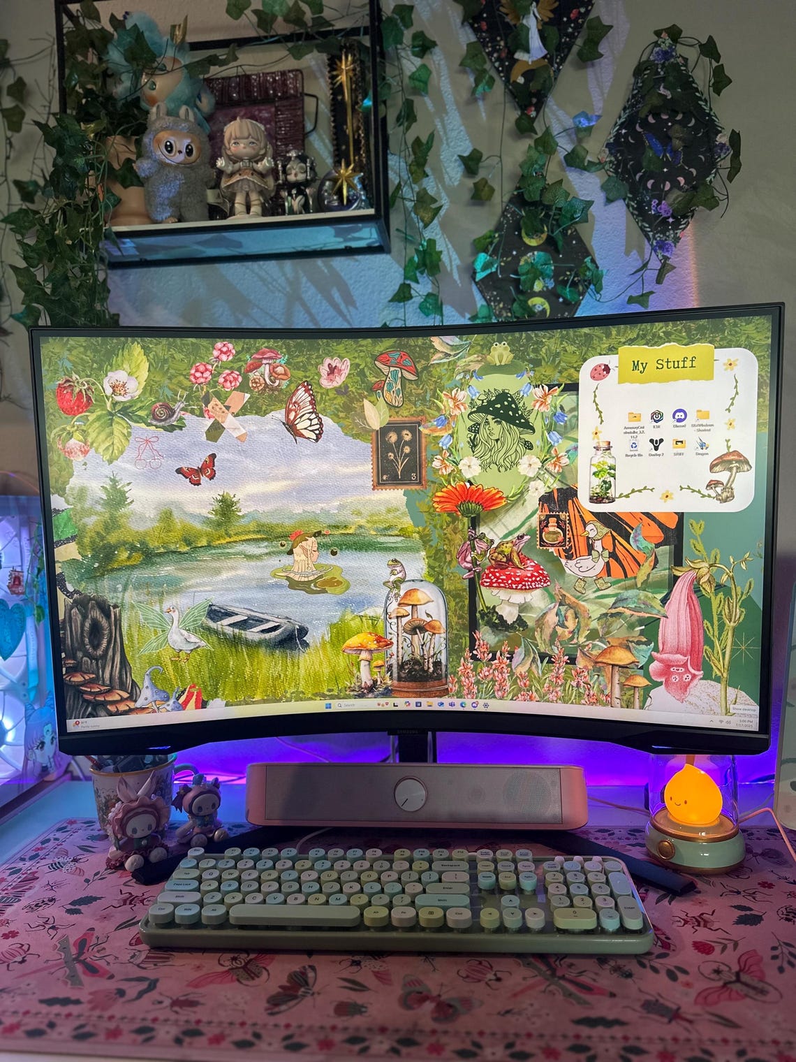 Fairycore Desktop Wallpaper: Whimsical Forest, Mushrooms & Fairies (PNG ...