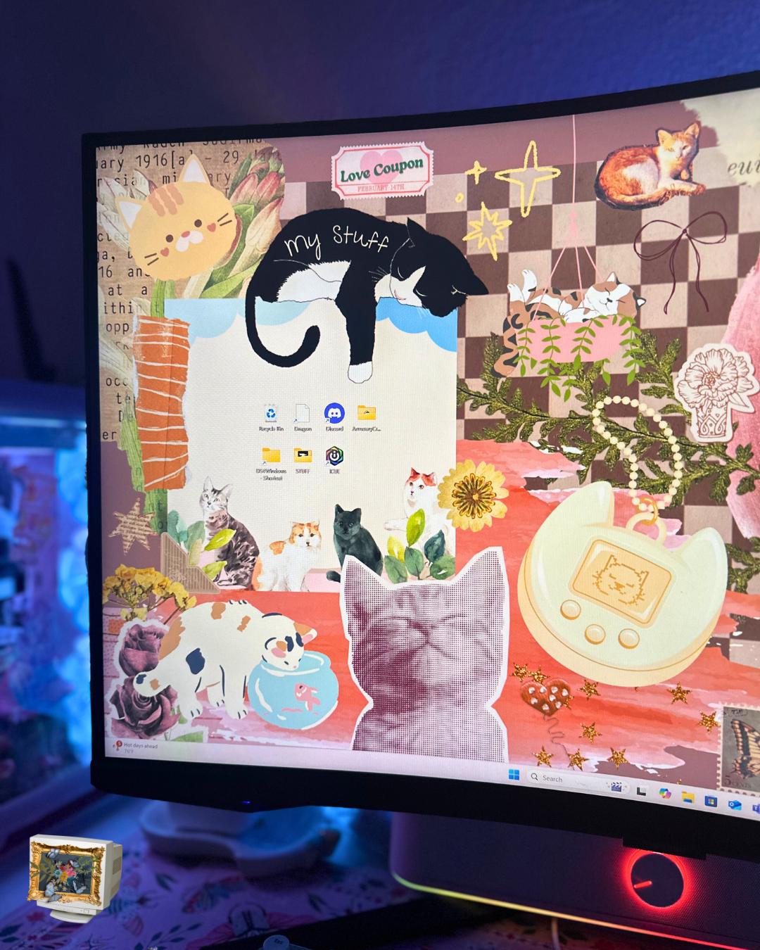 Cute Cat Collage Desktop Wallpaper | Cozy Cottagecore Kitty Aesthetic ...